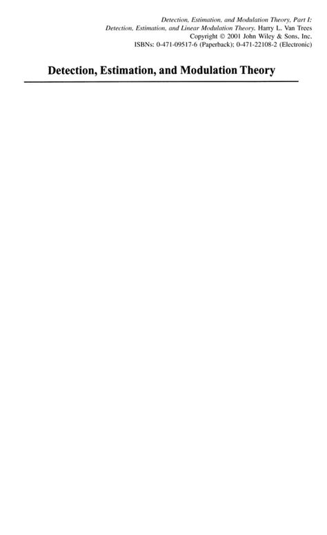 Detection Estimation And Modulation Theory Part I Pdfdrive Pdf