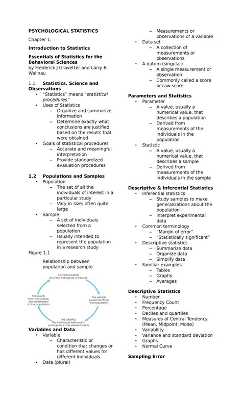 Psychological Statistics PSYCHOLOGICAL STATISTICS Chapter Introduction To Statistics
