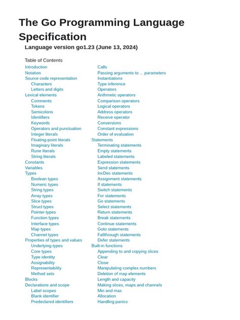 The Go Programming Language Specification The Go Programming Language