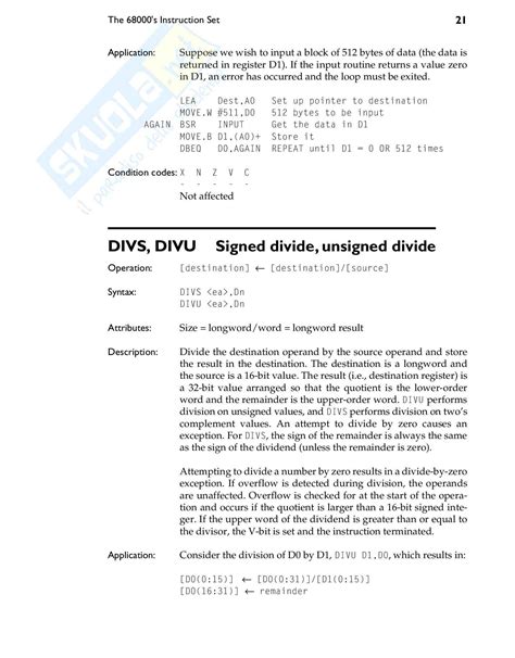 Motorola 68000 Instruction Set