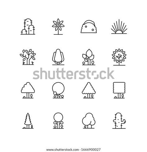 Tree Vector Line Icon Set Naturally Stock Vector Royalty Free 1666900027 Shutterstock