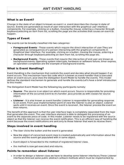 Awt Event Handling Pdf Pdf Business