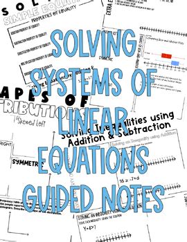 Solving Systems Of Linear Equations Guided Notes By Math And History Doodles