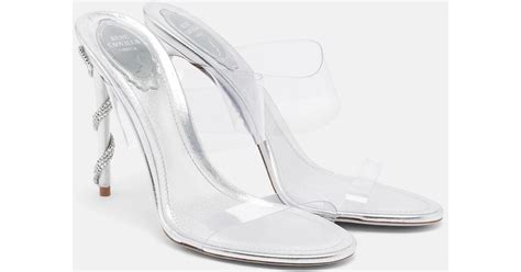 Rene Caovilla Celebrity Crystal Embellished Pvc Sandals In White Lyst