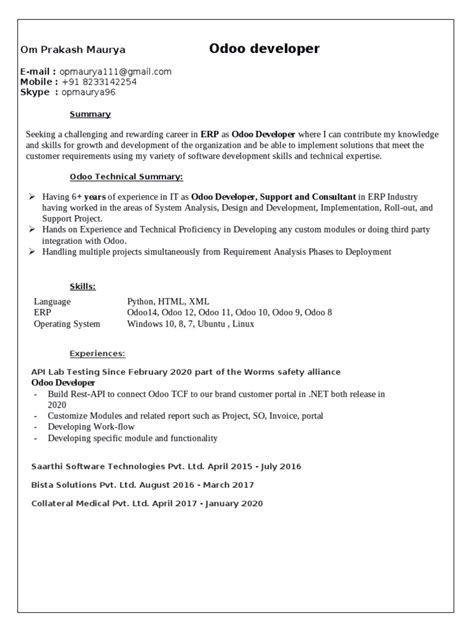 Om Odoo Developer Pdf Enterprise Resource Planning Xml