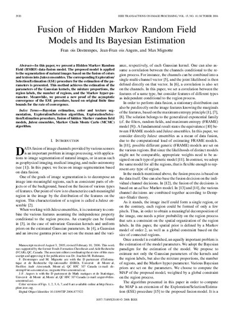 Pdf Fusion Of Hidden Markov Random Field Models And Its Bayesian
