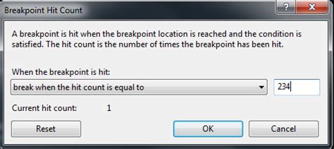 C Conditional Break Point At Multiple Hitcount Times In Visual