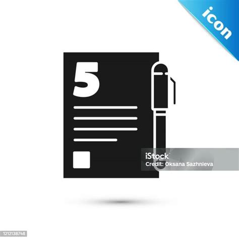 회색 테스트 또는 시험 시트와 흰색 배경에 격리 펜 아이콘 시험 용지 시험 또는 설문조사 개념 벡터 일러스트레이션 개념에 대한 스톡 벡터 아트 및 기타 이미지 Istock