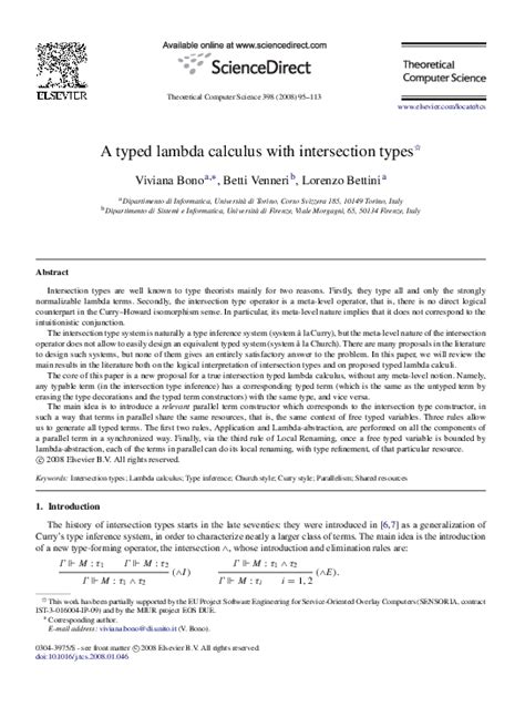 Pdf A Typed Lambda Calculus With Intersection Types
