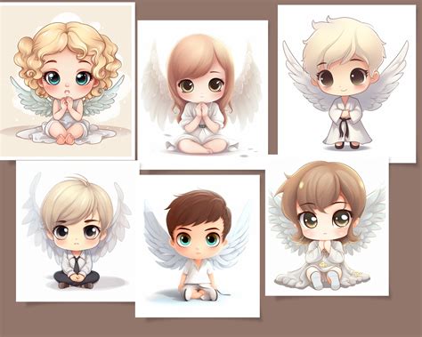Chibi Angels Clipart Png Cute Angels Sublimation Bundle Angel Png Angel Sublimation Angel