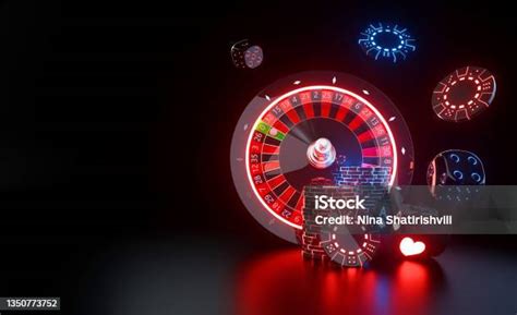 미래 지향적 인 검은 색과 빨간색 블루 네온 룰렛 휠 카드 칩과 주사위를 재생 3d 일러스트 레이션 0명에 대한 스톡 사진 및 기타 이미지 Istock