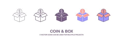 상단에 달러 기호가 있는 열린 상자의 검은색 선 벡터 아이콘으로 금융 패키지 가격 책정 가치 또는 경제적 거래의 개념을 나타냅니다 3차원 형태에 대한 스톡 벡터 아트 및