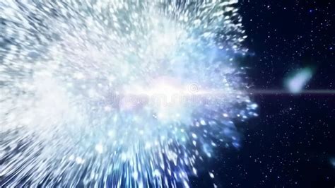 Flight Through The Starry Space Spectacular Cosmic Collision In Deep Space Demonstrating The