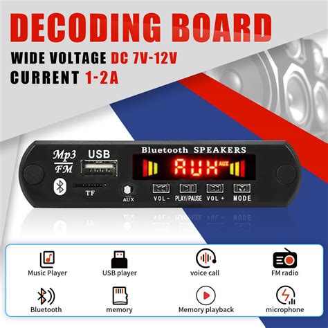 Dc 12v Bluetooth 5 0 Car Kit Wireless Mp3 Decoder Board Audio Wma Car Music Player Module