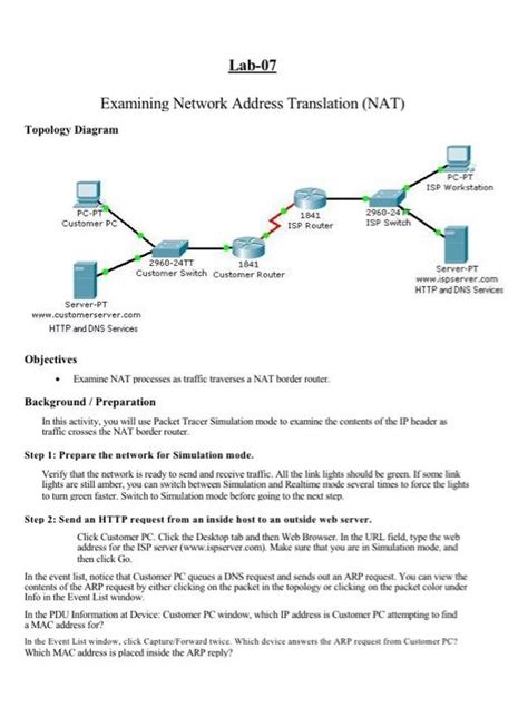 Solved Lab Examining Network Address Translation NAT Chegg Com