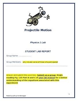 PhET Simulation Online Physics Lab Projectile Motion By Joshua Sonderegger