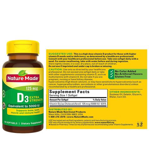 Nature Made Extra Strength Vitamin D3 5000 Iu 125 Mcg 59 Off