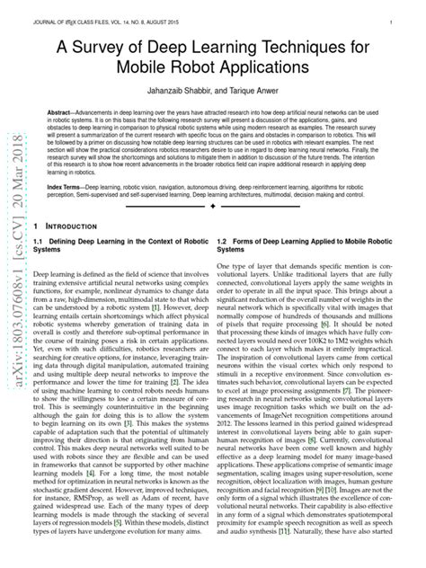 A Survey Of Deep Learning Technologies For Mobile Robot Applications Pdf Deep Learning