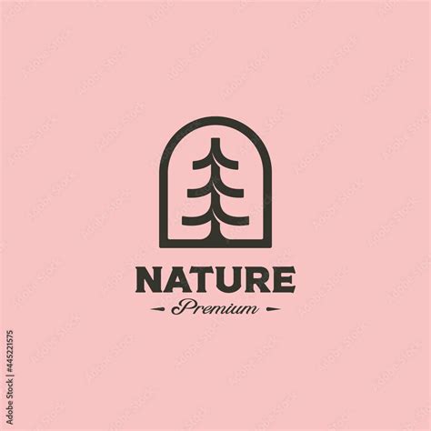 Pine Tree Emblem Logo Vector Symbol Minimalist Illustration Design Simple Tree Logo Design