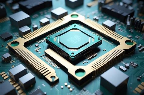 Premium Photo View Of A Cpu Processor Chip With A Gear And Network Connection On A Circuit