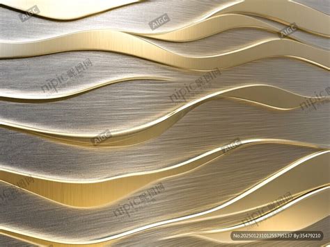 Ai创作图4d金色线条艺术 立体金属条纹 浮雕金色波浪纹 金色浮雕图案 金色浮雕波浪纹 金色质感线条酒店壁画 金色浮雕背景 金色立体线条 浮雕线条背景 质感金色线条 3d抽象连续凹凸肌理 抽象