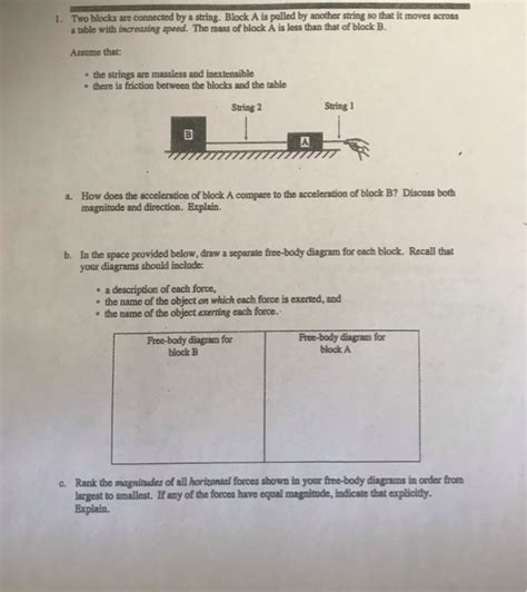 Solved 1 Two Blocks Are Connected By A String Block A Is