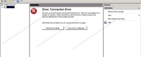 Connection Error WSUS Console Techknowlojist