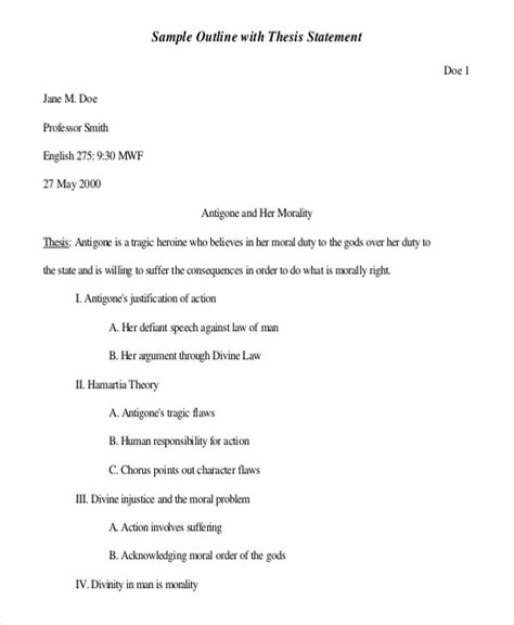 15 Thesis Outline Templates Sample Example Format Download