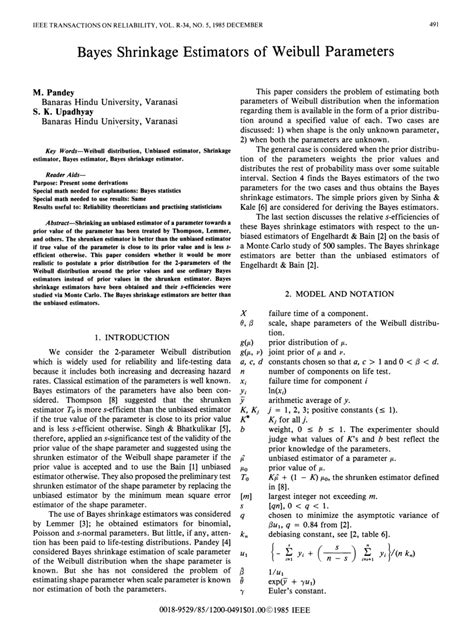 Pdf Bayes Shrinkage Estimators Of Weibull Parameters