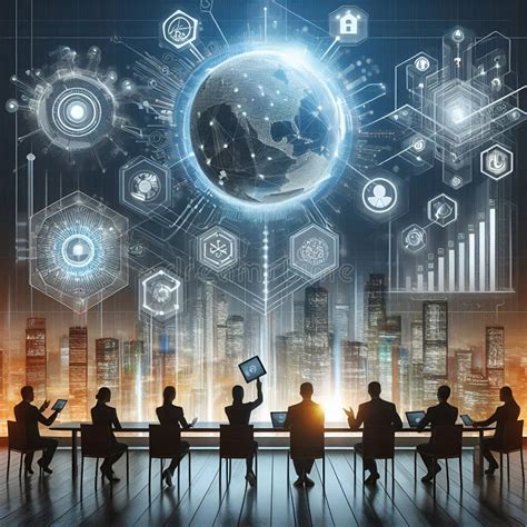 Futuristic Business Collaboration In A Digital World Stock Illustration