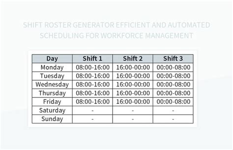 Shift Roster Generator Efficient And Automated Scheduling For Workforce