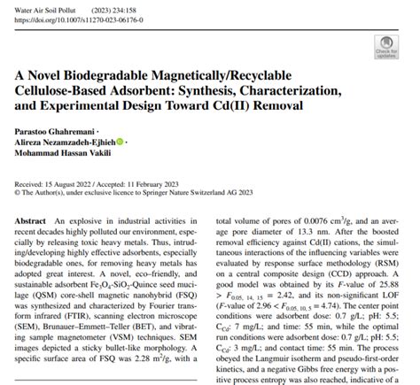 A Novel Biodegradable Magneticallyrecyclable Cellulose Based Adsorbent