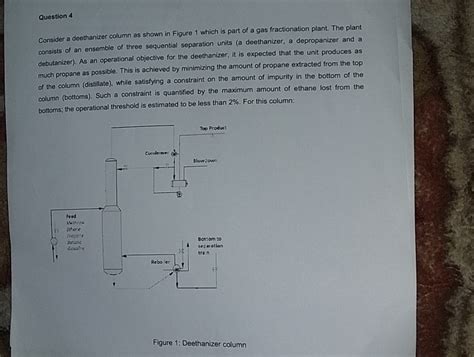 Solved Question 4 Consider A Deethanizer Column As Shown In