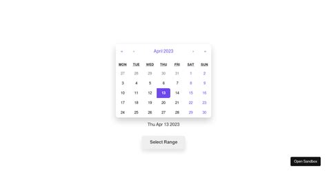 React Calendar Examples Codesandbox