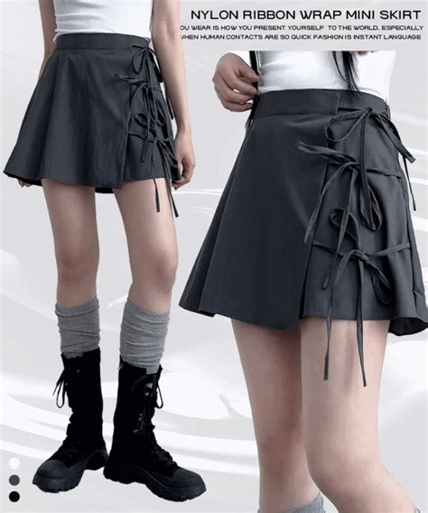 뒷밴딩발레코어🤍 리본 랩 미니 스커트 에이블리