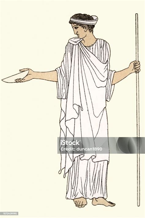 고대 그리스의 패션 탈라리스 튜니카를 입은 젊은 그리스인 발목까지 뻗어 있는 튜닉 또는 가운 패션의 역사 고대 그리스에 대한