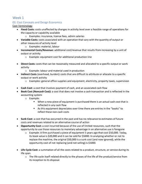 Pre Midterm Warning Tt Undefined Function 32 Week 1 01 Cost Concepts And Design Economics