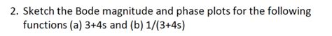 Solved Sketch The Bode Magnitude And Phase Plots For The Chegg