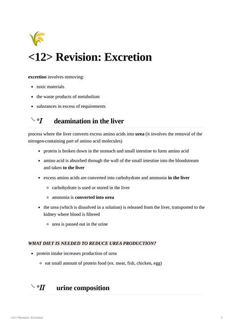 Solution Igcse Biology Excretion Revision Notes Studypool