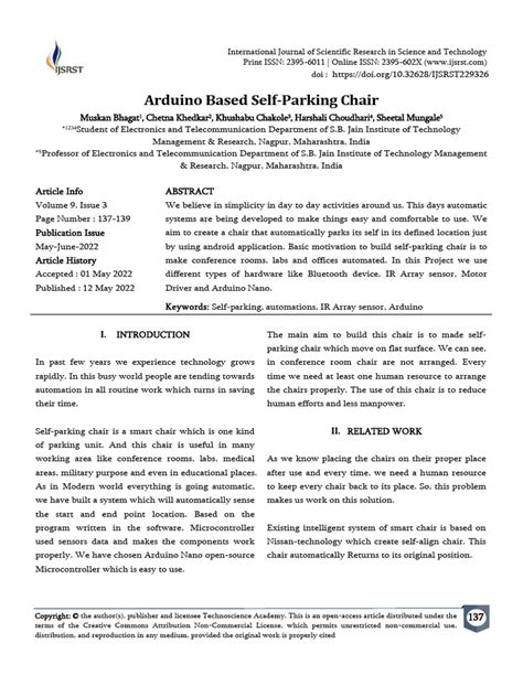 Arduinobasedselfparkingchair Pdf Arduino Embedded System