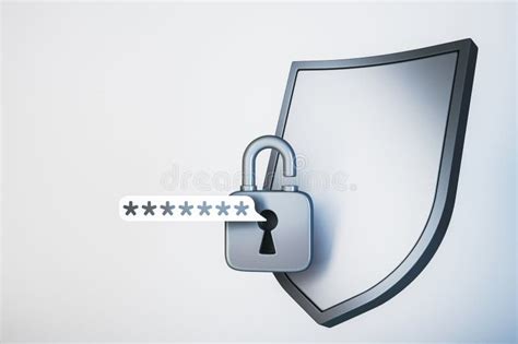 Lock And Shield Icon Representing Cybersecurity With Password Input On White Background