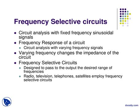Frequency Selective Circuits Advanced Circuit Analysis Lecture Slides