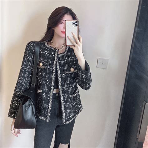 조이얼랏 레트로 진주버튼 하객룩출근룩 트위드 자켓코트