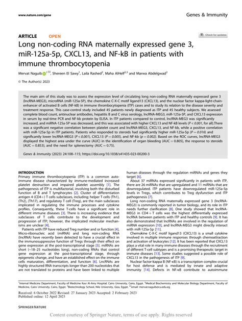 Pdf Long Non Coding Rna Maternally Expressed Gene 3 Mir 125a 5p Cxcl13 And Nf Kb In