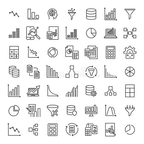 Simple Set Of Data Analytics Related Outline Icons Stock Vector Illustration Of Communication