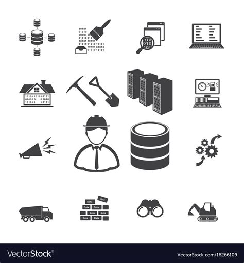 Big Data Icons Set Mining Concept Royalty Free Vector Image