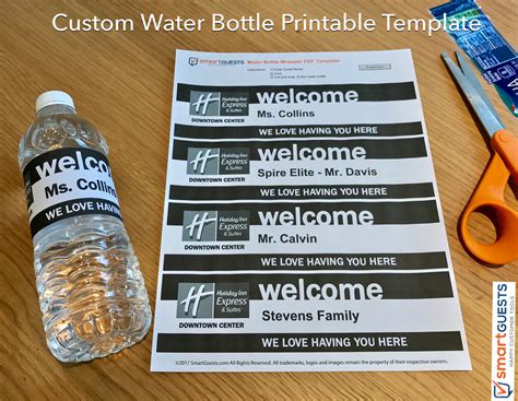 Printable Custom Water Bottle Wrapper Pdf Template Print At Hotel