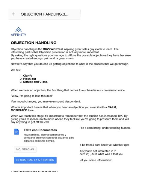 Objection Handling Pdf Objection Handling Pdf