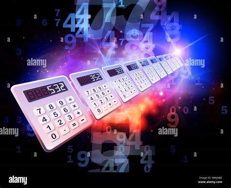 Interplay Of Digital Calculator Numbers Colors And Lights On The Subject Of Calculation