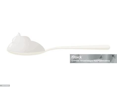 크림 숟가락 마요네즈 소스 요구르트 사워 크림 을 티스푼 또는 스푼으로 거품 내기에 대한 스톡 벡터 아트 및 기타 이미지